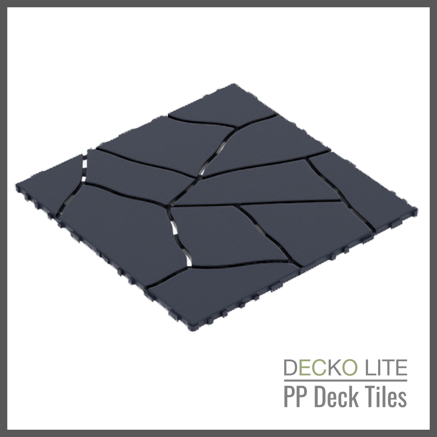 DECKO Lite PP Deck Tiles - GREYSTONE - 304 x 304mm - Premium, 100% ...